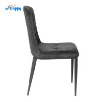China Fashionable Black Modern Leather Dining Chair Hard Wearing With Metal Frame for sale