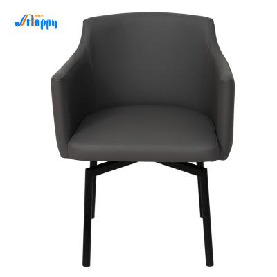 China Black Modern Swivel Dining Chairs Customized Modern Swivel Armchair With Metal Legs for sale