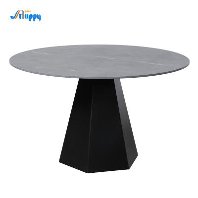 China 1200*720mm Size Modern Circle Dining Table High Durability Modern Black Round Dining Table for sale