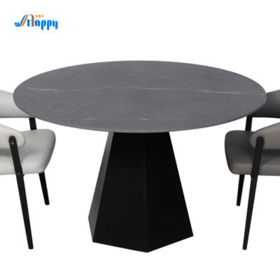 China Corrosion Resistant Modern Round Dining Table Black 1200mm Diameter for sale