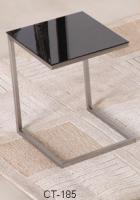 China Fashionable Black Glass Side Table Glass Bedside Table Easy Installation With Modern Design for sale