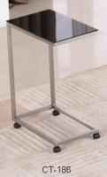 China Stainless Steel Glass Side Table High Stability Movable 450*300*650mm Size With Casters for sale