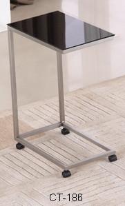 China Stainless Steel Glass Side Table High Stability Movable 450*300*650mm Size With Casters for sale