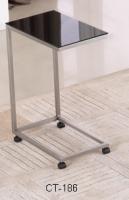 China Stainless Steel Glass Side Table High Stability Movable 450*300*650mm Size With Casters for sale