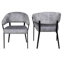 China Grey Upholstered Dining Armchair With Accent Appearance Low Back 590*550*730mm for sale