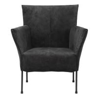 China Comfortable Upholstered Dining Chairs Black Leather Dining Armchair Powder Coated for sale