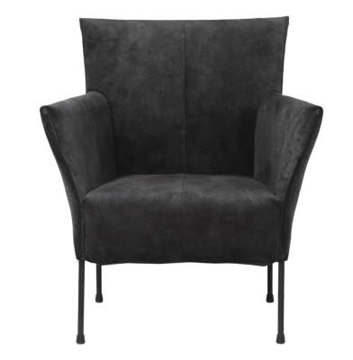 China Comfortable Upholstered Dining Chairs Black Leather Dining Armchair Powder Coated for sale