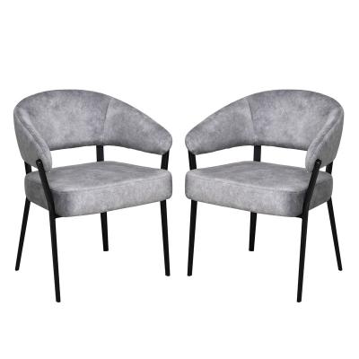 China Modern Upholstered Dining Armchair Grey PU Material 590*550*730MM With Stylish Accent Model for sale