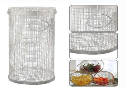 China Bbq Round 304 Stainless Steel Barbecue Mesh Tube Rolling Grilling Basket for sale