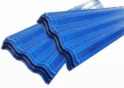 China 900mm Width Blue Color Powder Coated Perforated Metal Wind Dust Fence For Power Station for sale