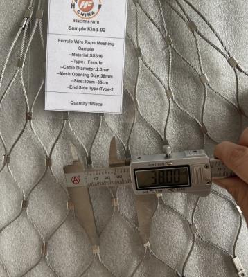 China 38m*38mm Hole Size 2.0mm Wire Diameter Flexible Wire Stainless Steel Cable Mesh For Zoo Animal for sale