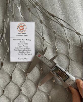 China SS316L 38mm*38mm Hole Size Ferruled Type Wire Rope Cable Net For Safety Protection for sale