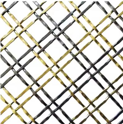 China Decorative Metal Wire Mesh Antique Brass Architectural Woven Satin Brass Creative Grille for Hotel Lobby Cabinet Door Decoration for sale