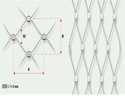 China Ferruled Type diamond hole Stainless Steel Rope Mesh For Safety protection for sale