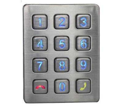 China Weather proof illuminated 12 keys stainless steel access door control keypad with CE cert for sale