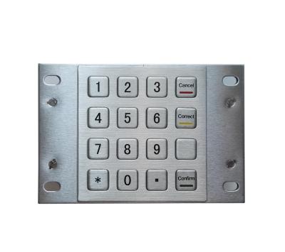 China USB HID IP65 outdoor industrial stainless steel metal keypad with 4 rows and 4 columns for sale