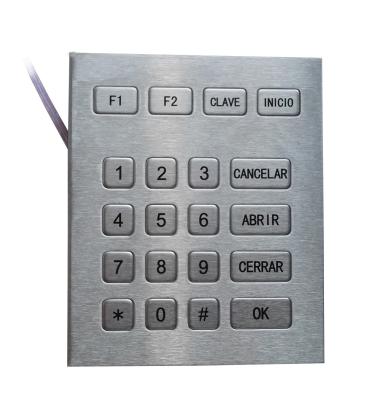 China Spanish TTL industrial metal keypad with 20 flat flat keys and Braille symbol for sale