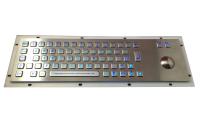 China EX 66keys industrial keyboard with blue backlit and 38.mm optical trackball for sale