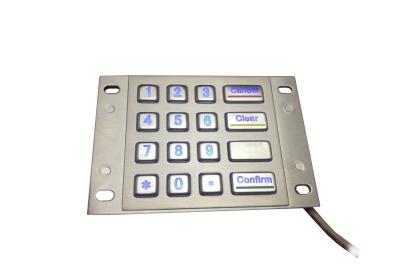 China IP65 illuminated industrial metal keypad with numeric keypad and functional keys for sale