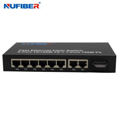 China 10/100M 8 port rj45+1 fiber port dual fiber SM 1310nm 20km optical fiber ethernet switch for sale