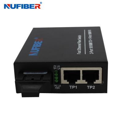 China 100M 2*10/100Base-Tx to 1*100Base-Fx dual fiber SM 1310nm 20km fiber ethernet switch for sale