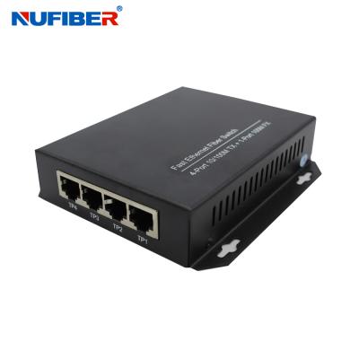 China 4*10/100Base-Tx to 1*100Base-Fx SM BiDi SC 1310nm/1550nm 20km optical fiber ethernet switch for sale