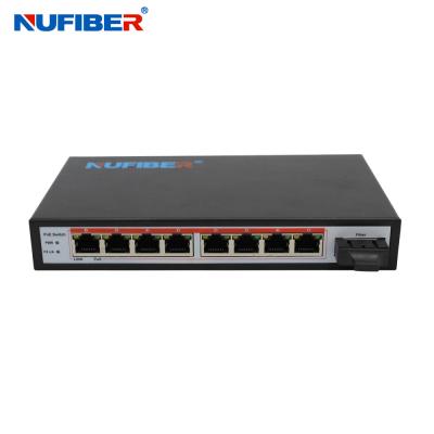China 10/100M POE switch with 8port+ 1 fiber port SC connector POE Switch IEEE802.3af 15.4watts for sale