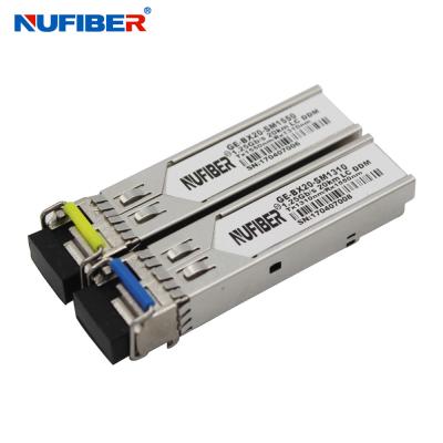 China 1.25Gb/s SFP Transceiver single fiber singlemode 20km 1310nm/1550nm LC DDM for sale