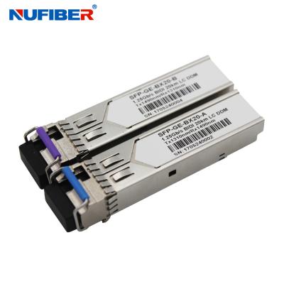 China 1.25Gb/s SFP Transceiver single fiber singlemode 20km 1310nm/1490nm LC DDM for sale