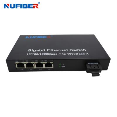 China 1000M 4-port Rj45+1 fiber port with SM Dual fiber SC 1310nm Optic Fiber Ethernet Switch for sale