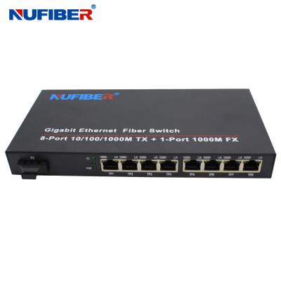 China 1000M 8-port Rj45+1 fiber port with SM Dual fiber SC 1310nm Optic Fiber Ethernet Switch for sale