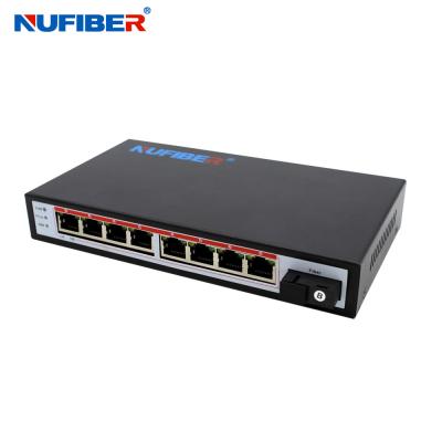 China 10/100M 9 ports POE Fiber Switch with 8 POE ports 1 SC port，single fiber SM 20km Tx: 1310nm Rx: 1550nm  IEEE802.3af for sale