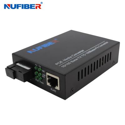 China 10/100Mbps POE Media Converter Single Mode Single Fiber SC 20km IEEE802.3af/at for sale