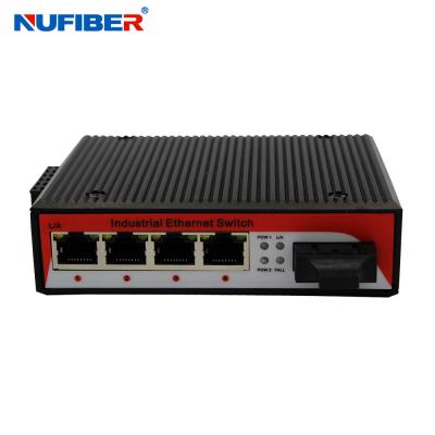 China 100M Industrial ethernet switch 4x10/100Base-Tx + 1x100Base-Fx with SM Duplex SC 20km 1310nm with Din-rail Mount for sale