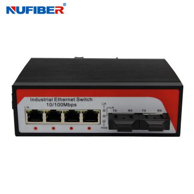 China 100M Industrial ethernet switch 4x10/100Base-Tx + 2x100Base-Fx with SM Duplex SC 20km 1310nm with Din-rail Mount for sale