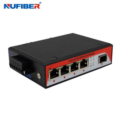 China 1000M Industrial Fiber Ethernet switch 4 Rj45+1x1000M SFP Slot with Din-rail wall mount for sale