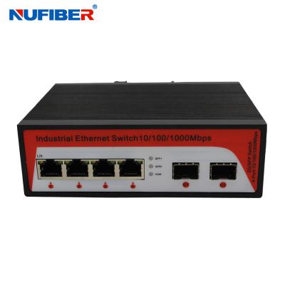 China 1000M Industrial Fiber Ethernet switch 4 Rj45+ 2x1000M SFP Slot with Din-rail wall mount for sale
