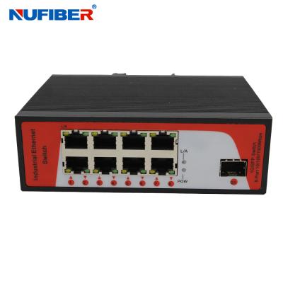 China 1000M Industrial Fiber Ethernet switch 8 Rj45+ 1x1000M SFP Slot with Din-rail wall mount for sale