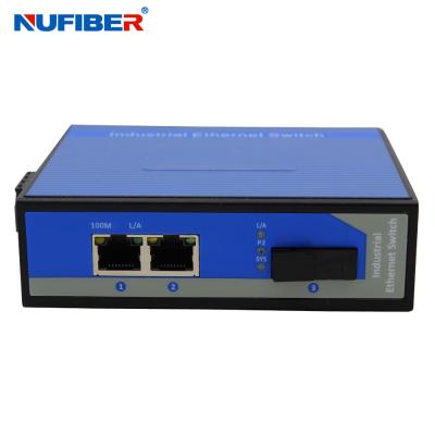 China 100M Industrial Switch 2xUTP+1xFiber port SM Bidi SC 20km 1310nm/1550nm with Din-rail wall mount for sale