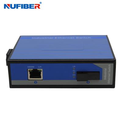 China Gigabit Industrial Switch 1xUTP+1xFiber SM Bidi SC 20km 1310nm/1550nm with Din-rail wall mount for sale