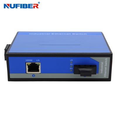 China Gigabit Industrial Switch 1xUTP+1xFiber SM Duplex SC 20km 1310nm with Din-rail wall mount for sale