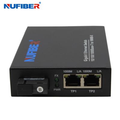 China 10/100/1000M 2-port Rj45+1 fiber port single  fiber SM 1310nm 20km SC Fiber Optic Ethernet Switch media converter for sale