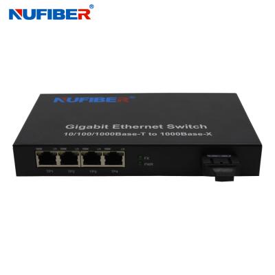 China 10/100/1000M 4-port Rj45+1 fiber port dual fiber port MM 850nm 0.55km SC Fiber Optic Ethernet Switch media converter for sale