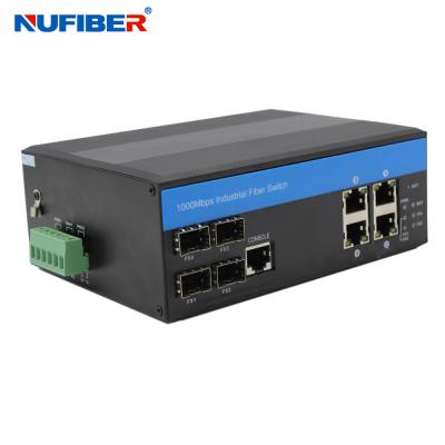 China Managed Industrial Switch with 4*10/100/1000M UTP+4*1000M SFP port DIN-Rail,Support RSTP, Ring Network for sale