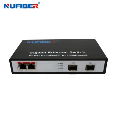 China 10/100/1000M 2-port Rj45+2 SFP port Fiber Optic Ethernet Switch Media converter for sale