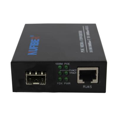 China 1-port 10/100/1000M TX to 1-port 100/1000M SFP Slot POE Media Converter for sale