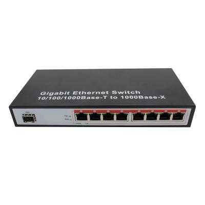 China 10/100/1000M 8-port Rj45+1 SFP port Fiber Optic Ethernet Switch media converter for sale
