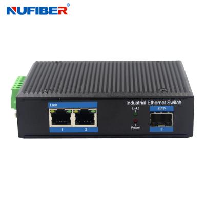China 1000M Industrial Fiber Ethernet switch 2 Rj45+1x1000M SFP Slot with Din-rail wall mount for sale