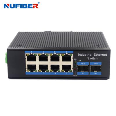 China 1000M Industrial Fiber Ethernet switch 8 Rj45+ 2x1000M SFP Slot with Din-rail wall mount for sale