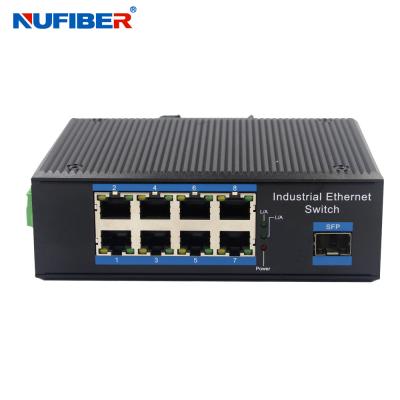 China 10/100/1000M Industrial POE ethernet Switch with 8 rj45+1 SFP port DIN-Rail Wall Mount DC48V for sale